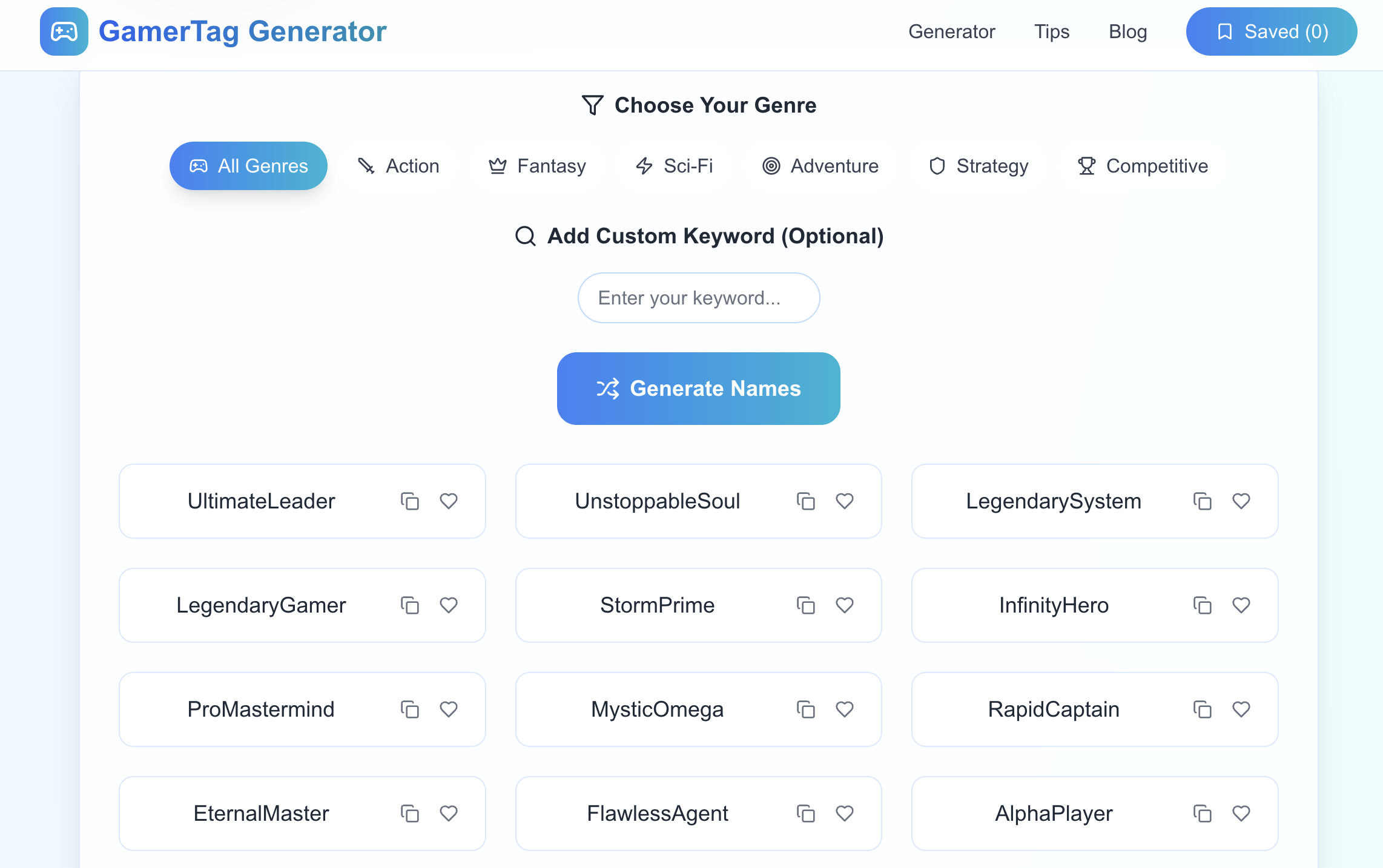 Free GamerTag Generator - Create Epic Gaming Usernames | GamerTag Generator